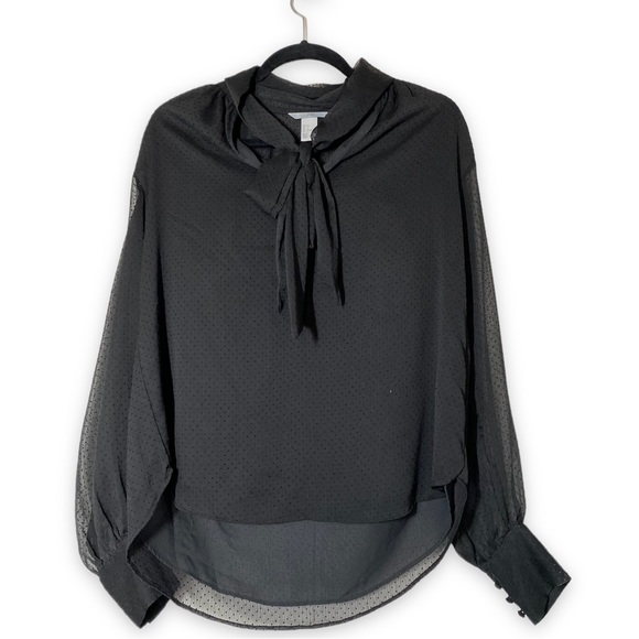 H&M | Tops | Hm Black Sheer Textured Blouse 4 | Poshmark